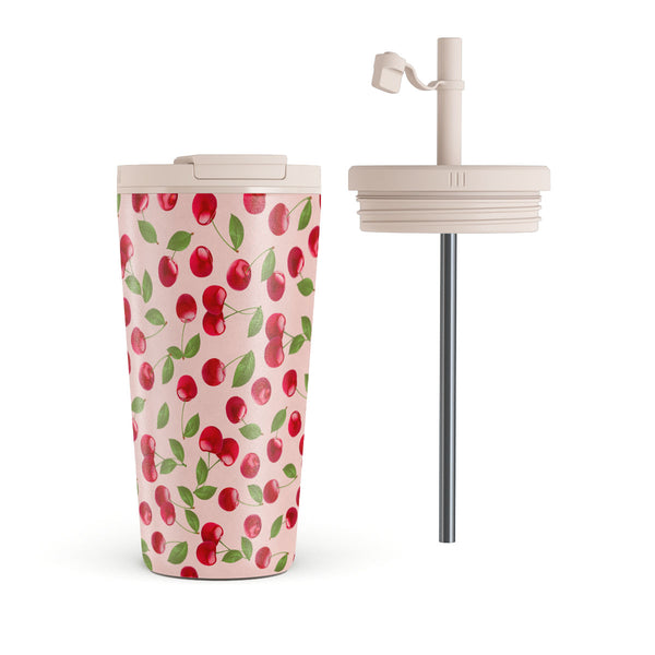 Afternoon Treat - Cherry Stainless Steel Travel Mug | BURGA