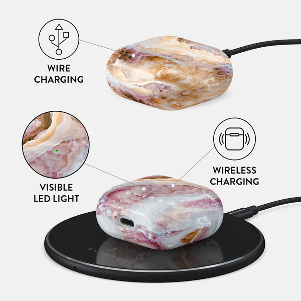 Frozen Leaves - Cute Marble Apple AirPods 4 Case Cover | BURGA