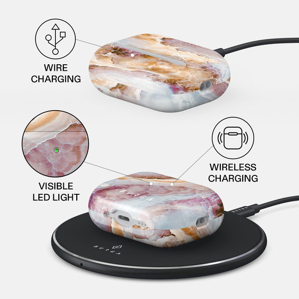 Frozen Leaves - Cute Marble Apple AirPods Pro 3 Case Cover | BURGA