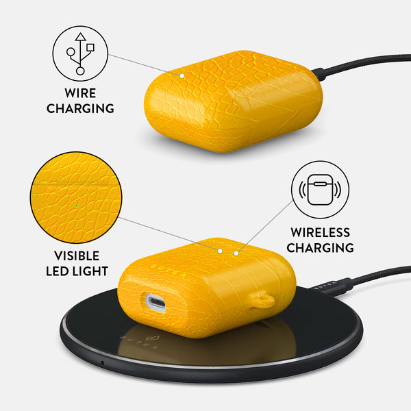 Canary Yellow - Snake Skin Apple Airpod Case Cover | BURGA